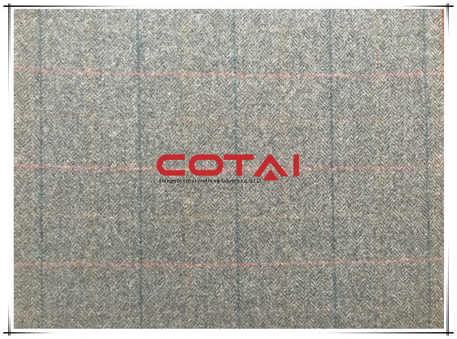 Vintage Hard Touch 7cm Tartan 1cm  Herringbone Wool Fabric 50 Wool 50 Polyester Suit Fabric