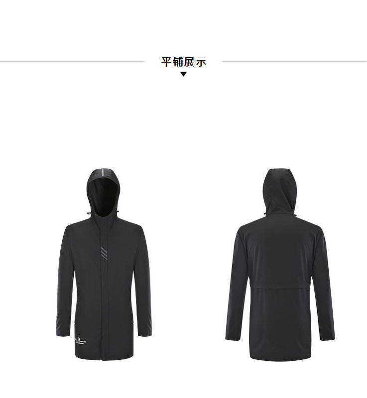 Spring / Autumn Black Wool Blend Winter Coat Causal Style Hoodie Laundering