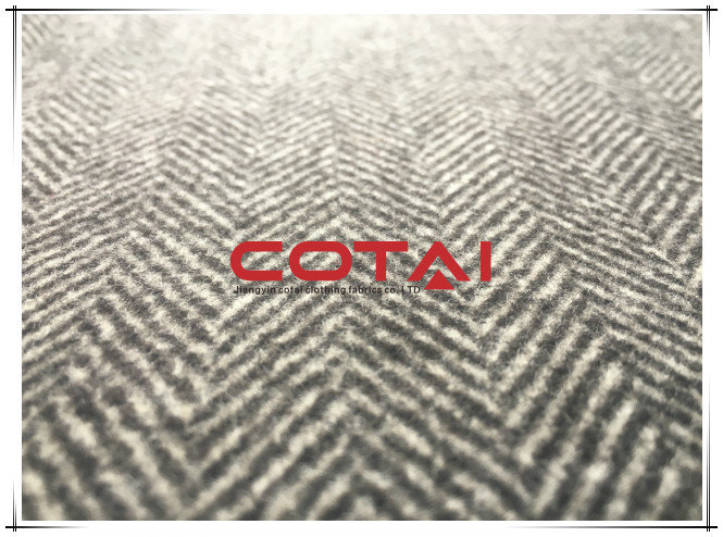 Brown Chocolate White 3cm Herringbone Wool Fabric For Business Winter Coat Fabric