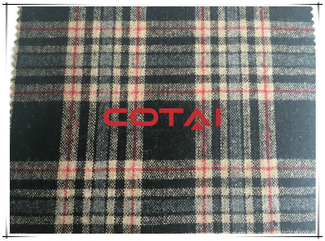 Vintage Flannel One Sided Medium - Large 8cm Plaid/Tartan Black Wool Fabric
