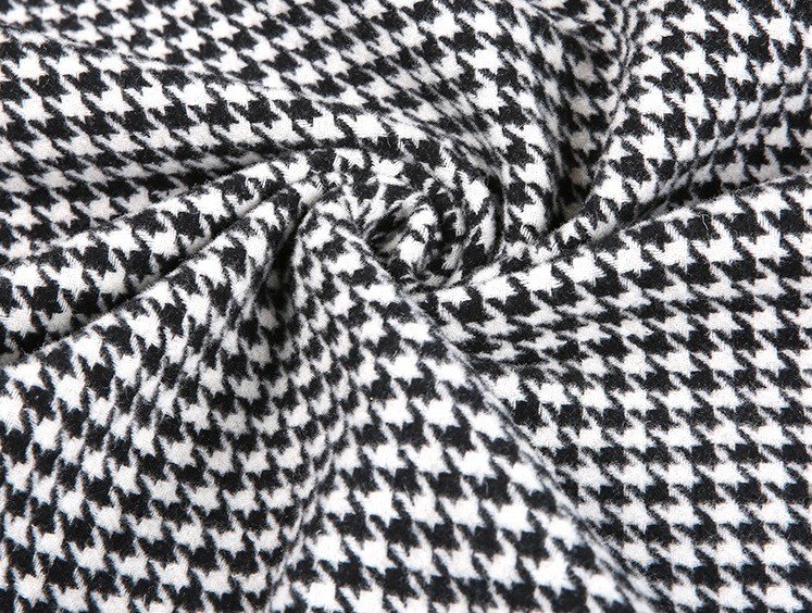 Thick Heavy Houndstooth Merino 80% Wool Velvet Fabric For Overcoat