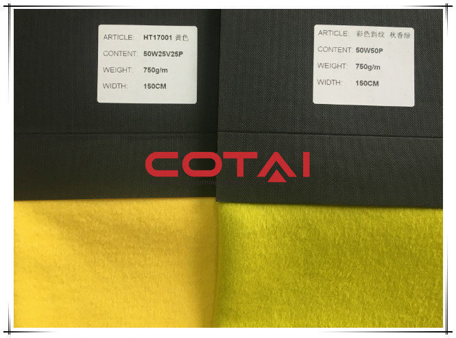 Bright Mustard Yellow Coating Wool Fabric Heavyweight Wool And Viscose And Polyester