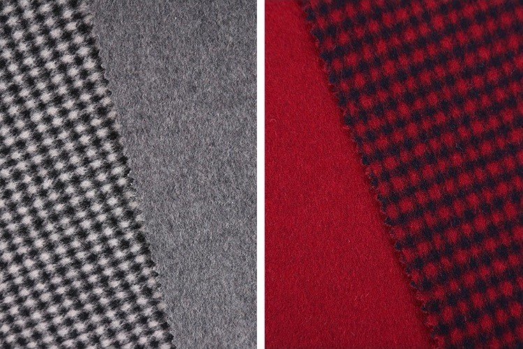 STOCK Houndstooth 70% Wool 30% Polyester Double Faced Fleece Fabric For Coats