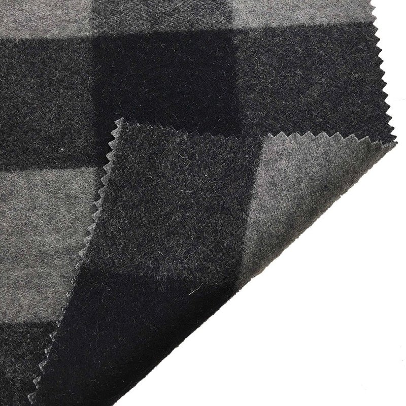 5.5cm Checked Fake Tartan Wool Fabric / Melton Wool Fabric For Fashion Coat