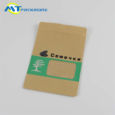 Heat Seal Nuts Stand Up Zipper Bags With Recycled Kraft Paper Material