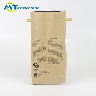 Kraft Paper Side Gusset Bag Convenient Storage With Reclosable Tin Tie