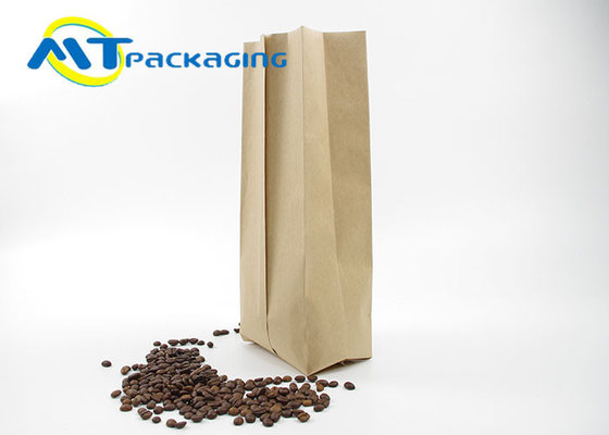 1000G Custom Printed Coffee Bags , Back Seal Kraft Paper Coffee Bags