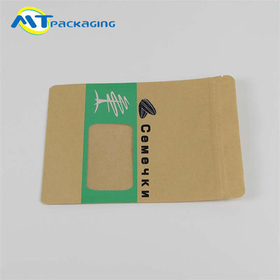 Heat Seal Nuts Stand Up Zipper Bags With Recycled Kraft Paper Material
