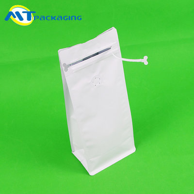 Laminated aluminum foil zip lock bag matt white pouch coffee Bag