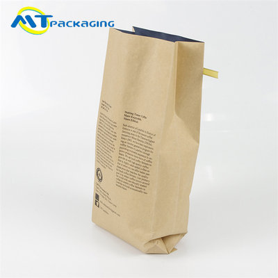 Kraft Paper Side Gusset Bag Convenient Storage With Reclosable Tin Tie
