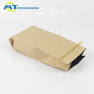 Kraft Paper Side Gusset Bag Convenient Storage With Reclosable Tin Tie