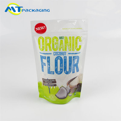 Coconut Flour Stand Up Gusseted Pouch SGS Certification Easy To Display