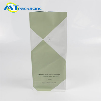 Customized printing heat seal plastic flat bottom pouch with valve coffee bag