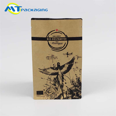 Heat seal kraft paper Biodegradable Food Packaging Bags with valve coffee plastic bag