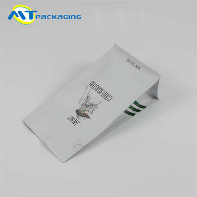 Custom printing  self-sealing flat bottom pouch for coffee with zipper and valve