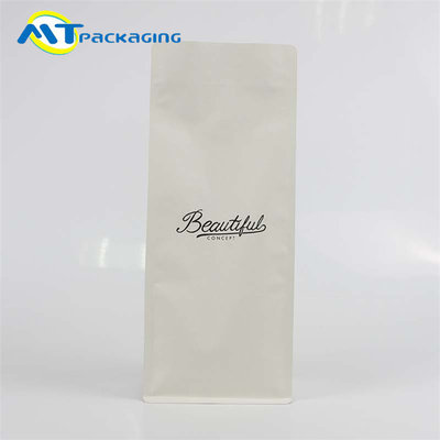 Matt white Eight-side coffee packing bag self-sealing custom printing with zipper