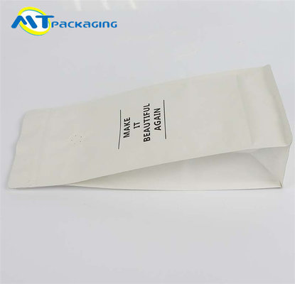 Matt white Eight-side coffee packing bag self-sealing custom printing with zipper