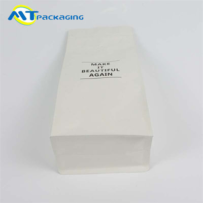 Matt white Eight-side coffee packing bag self-sealing custom printing with zipper