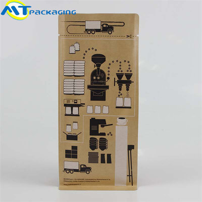 Kraft paper Eight-side coffee packing bag self-sealing custom printing pouch