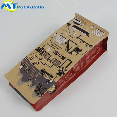 Kraft paper Eight-side coffee packing bag self-sealing custom printing pouch