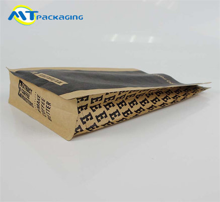 Customized Kraft paper flat bottom pouch with zipper and valve