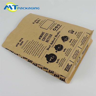 Customized Kraft paper flat bottom pouch with zipper and valve