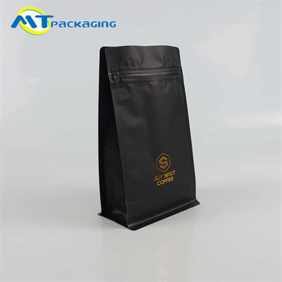 Matt black Eight-side coffee packing bag self-sealing custom printing with zipper