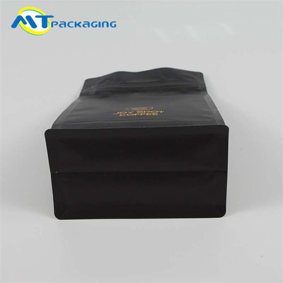 Matt black Eight-side coffee packing bag self-sealing custom printing with zipper