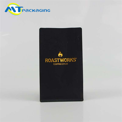 Kraft paper Quad seal stand up pouch coffee packing bag self-sealing custom printing