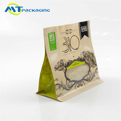 Customized color plasticflat bottom pouch for food with window