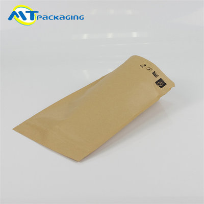 Stand Up Design Biodegradable Food Packaging Bags Brown Kraft Color
