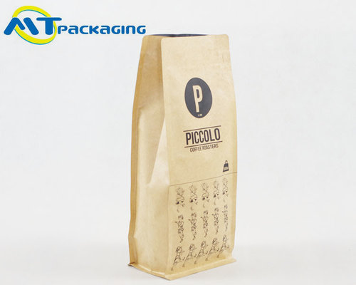 Kraft paper box bottom pouch coffee packing bag self-sealing custom printing