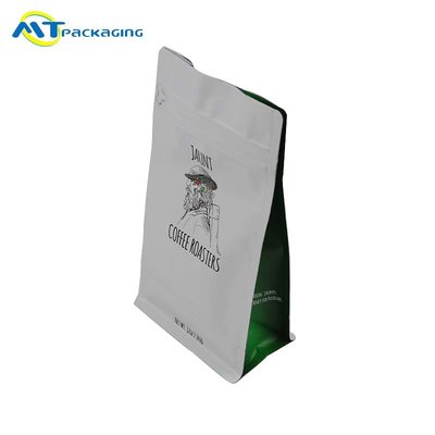 Custom printing  self-sealing flat bottom pouch for coffee with zipper and valve