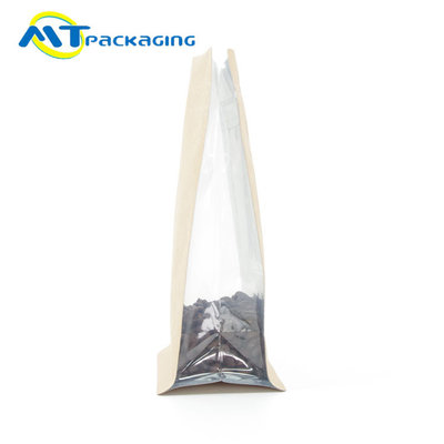 Waterproof Brown Coffee Bags With Inside Cover Film Side Transparent