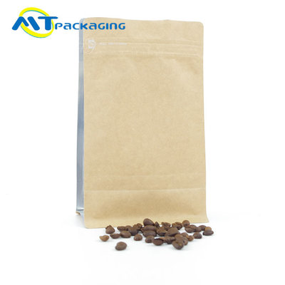 Waterproof Brown Coffee Bags With Inside Cover Film Side Transparent