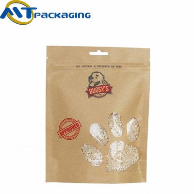 Stand Up Pet Food Pouches With Window , Custom Printed Food Packaging Bags