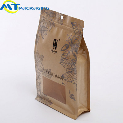 Gravure Printing Flat bottom Resealable Pouch Long Storage Time For Food Packaging