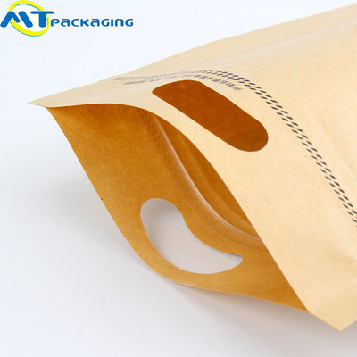 Food Kraft Zipper Pouch Bags / Stand Up Packaging Bags Customized Size