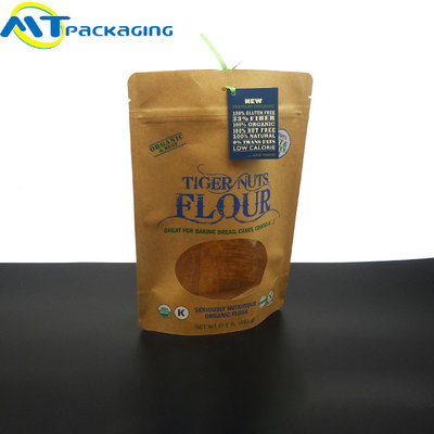 Nut Flour Stand Up Resealable Bags Customized Logo Laminated Material