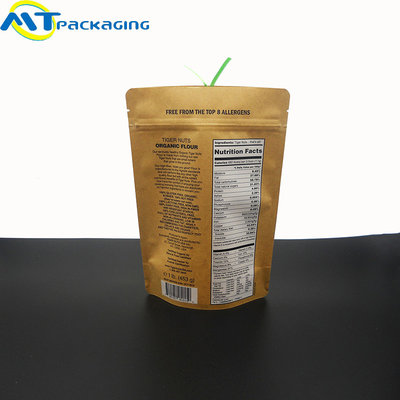 Stand Up Gusseted Pouch Kraft Paper Food Nut Bags Customized Material