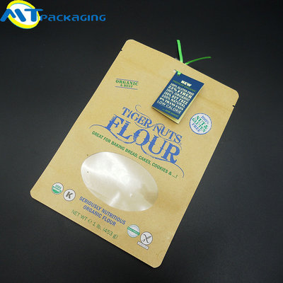 Stand Up Gusseted Pouch Kraft Paper Food Nut Bags Customized Material