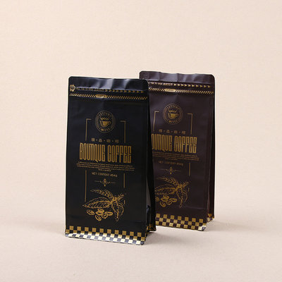 Coffee Laminated Flat Bottom Pouch Heat Seal Customized Material Packaging