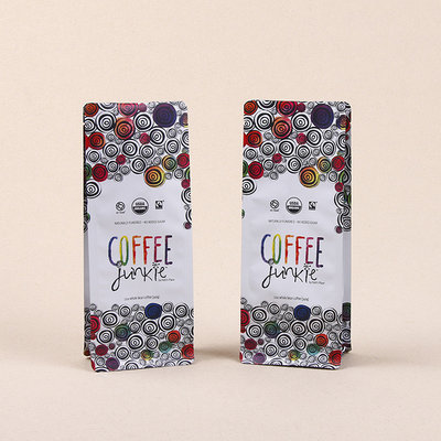 Coffee Laminated Flat Bottom Pouch Heat Seal Customized Material Packaging