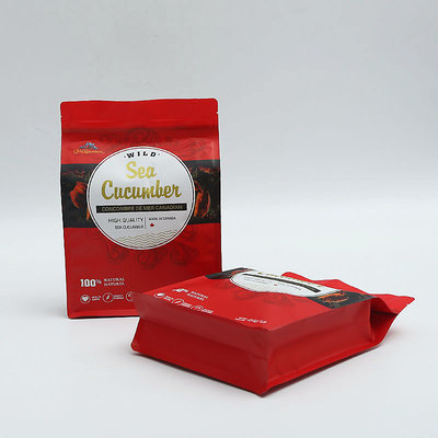 Flexible Heat Seal Flat Bottom Bag Aluminum Foil Food Packaging Red Color