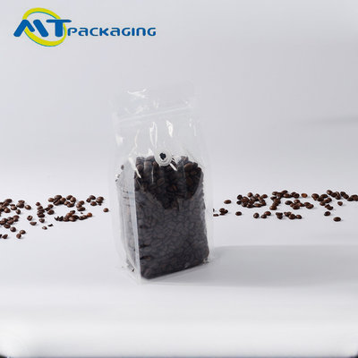 Transparent Flat Bottom Pouch Exquisite Creative Design Pocket Zippers For Coffee Bean