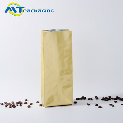 Back Seal Aluminum Foil Side Gusset Bag Gold Plated For Coffee 10 Colors 90 * 365 * 50mm