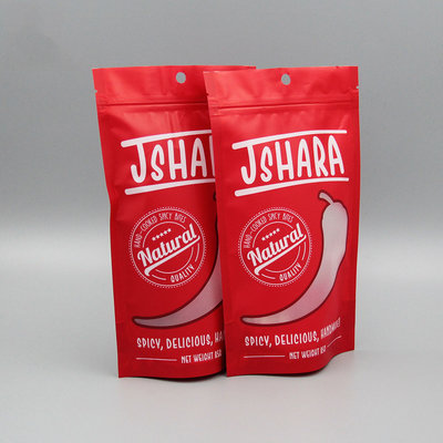 Resealable Stand Up Plastic Custom Printed Zipper Pouch Matte Finish For Food