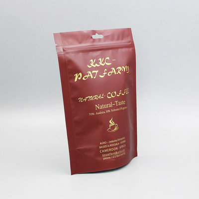 250G Different  color Coffee Packaging Bags Stand Up Pouch With  Zipper