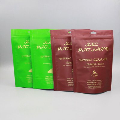 250G Different  color Coffee Packaging Bags Stand Up Pouch With  Zipper