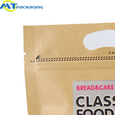 Food Kraft Zipper Pouch Bags / Stand Up Packaging Bags Customized Size
